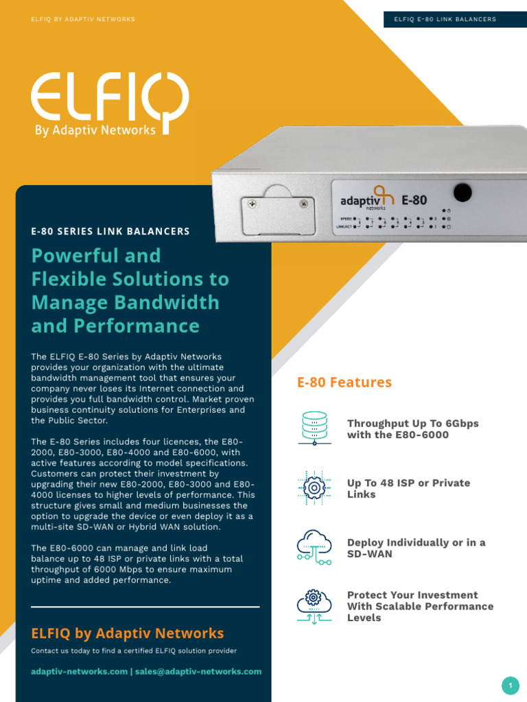 Elfiq E80Series SDWAN ProductSheet | PDF | Quality Of Service ...