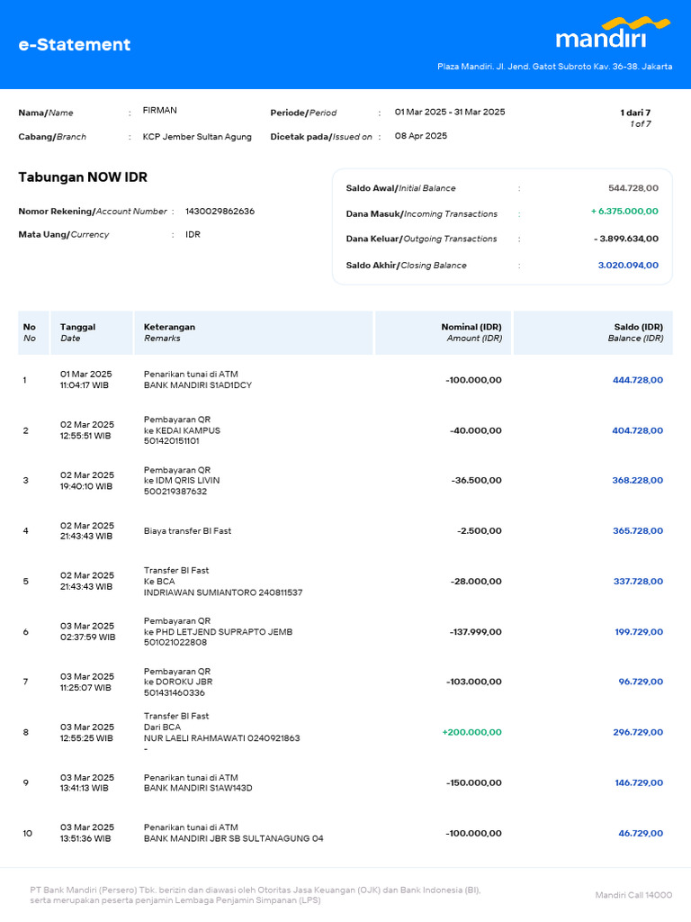 E-Statement - XXXXXXXXX2636 - 01 Mar 2025-31 Mar 2025. | PDF