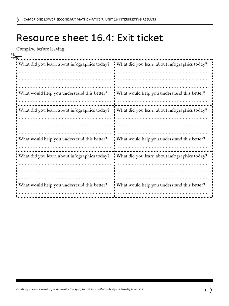 Stage - 7 - Maths - Resource - Sheet - 16 - 4 - Exit Ticket | PDF