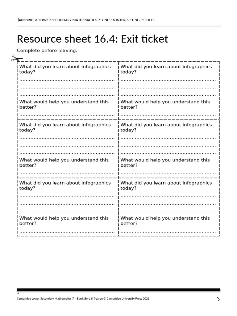 Stage - 7 - Maths - Resource - Sheet - 16 - 4 - Exit Ticket | PDF