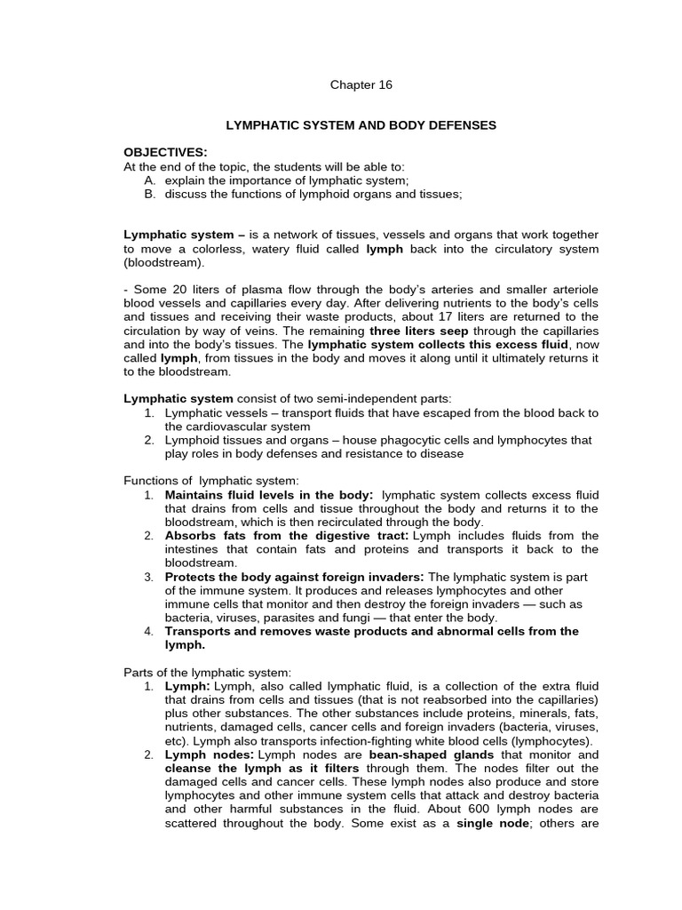 BMED-66-Chapter-16-Lymphatic-System-1 | PDF | Lymphatic System | Lymph