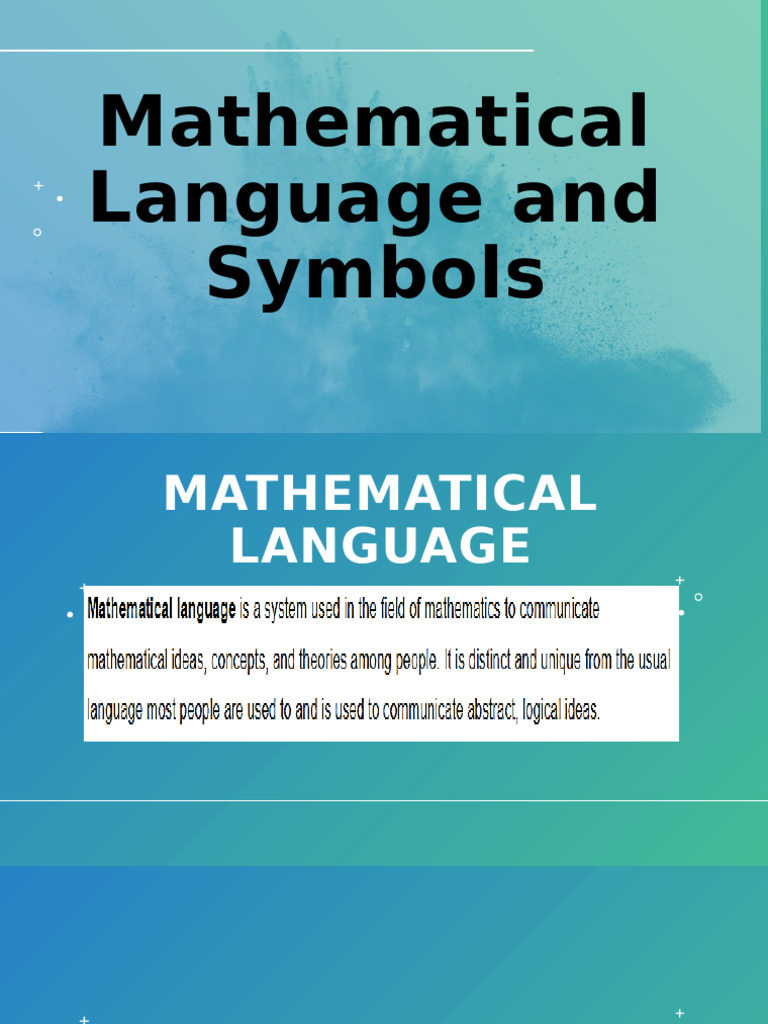Mathematical Language and Symbols | PDF