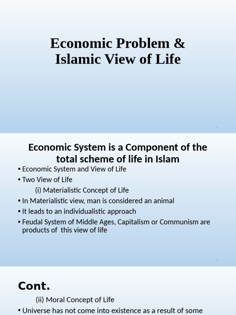 Economic Problem & Islamic View of Life | PDF | Economics | Economic System