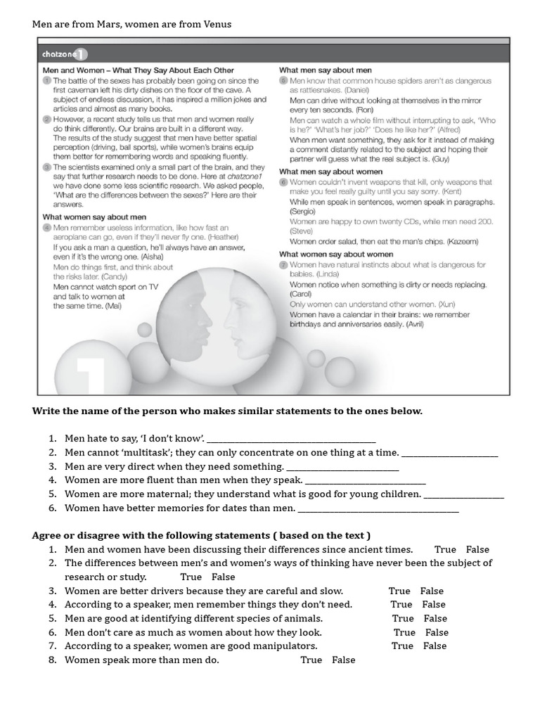 Men Are From Mars, Women Are From Venus | PDF