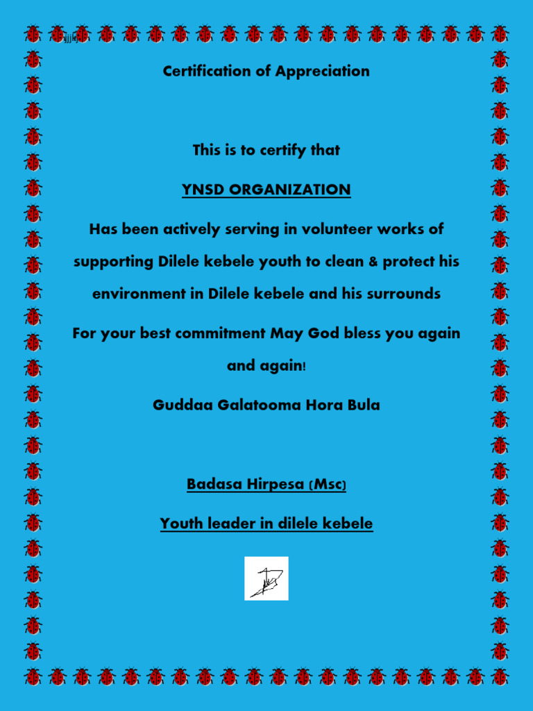 Certification of Appreciation for ynsd | PDF