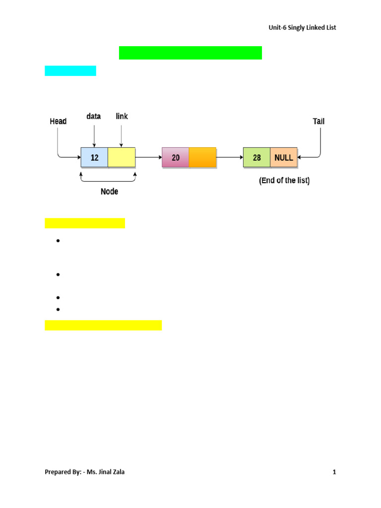 Unit-6 Singly Link List - Jinal Zala | PDF | Queue (Abstract Data Type ...