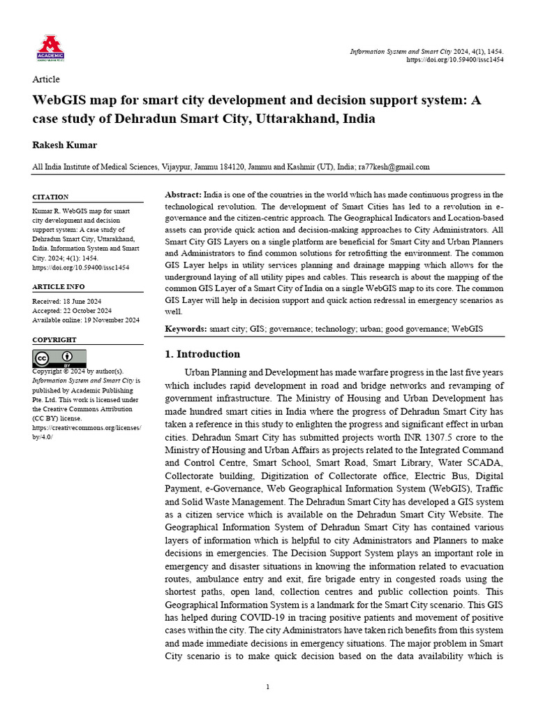 WebGIS Map For Smart City Development and Decision | PDF | Geographic Information System | Arc Gis