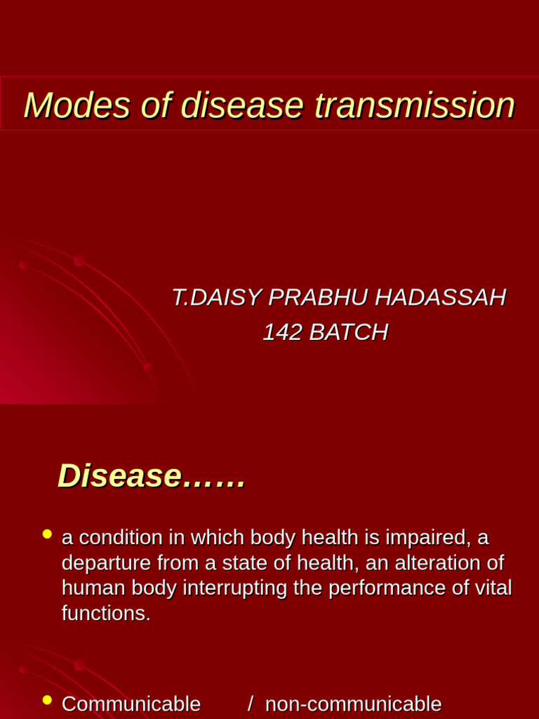 Modes of Disease Transmission Explained | PDF | Infection | Diseases ...