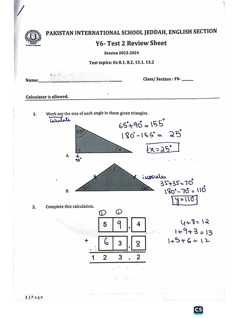 Test 2 Review Answer Key | PDF