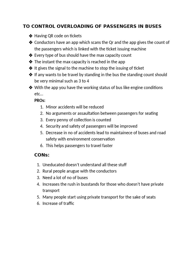 To Control Overloading of Passengers in Buses | PDF