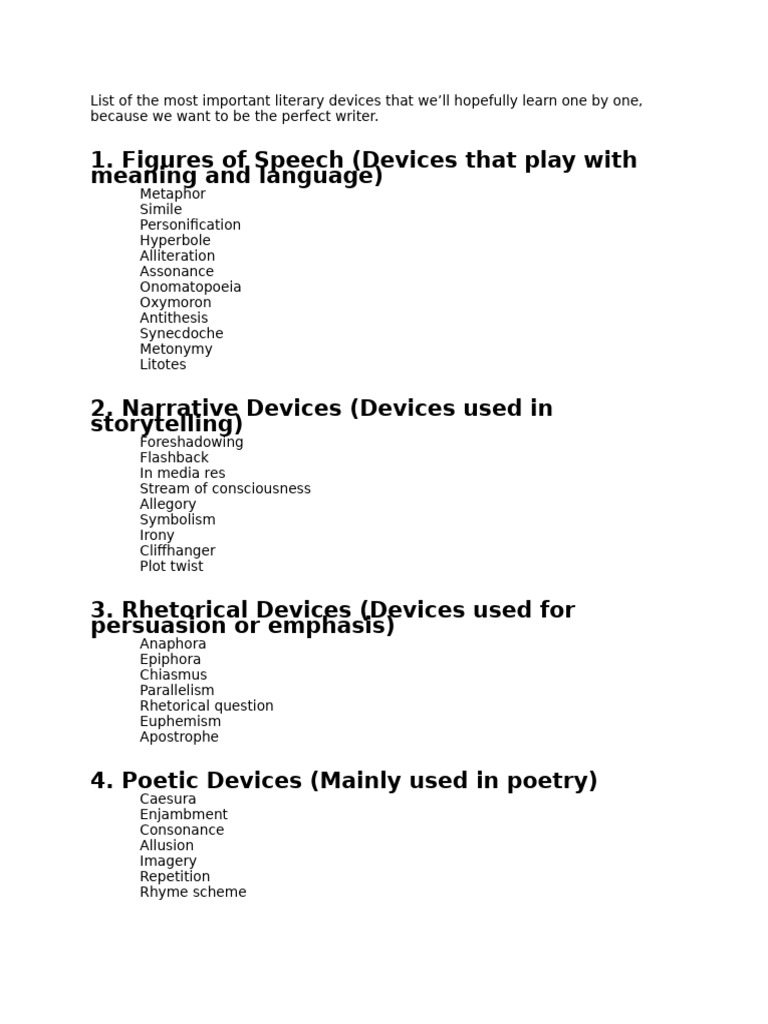 Literary devices list | PDF