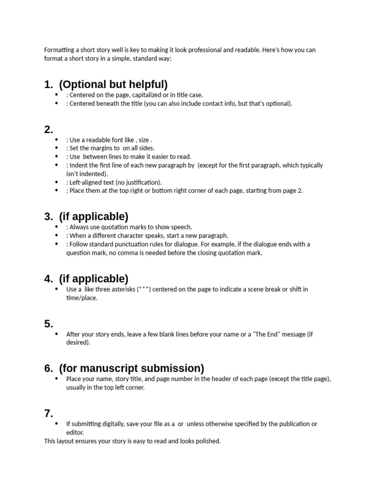 Short Story Formatting Guide | PDF