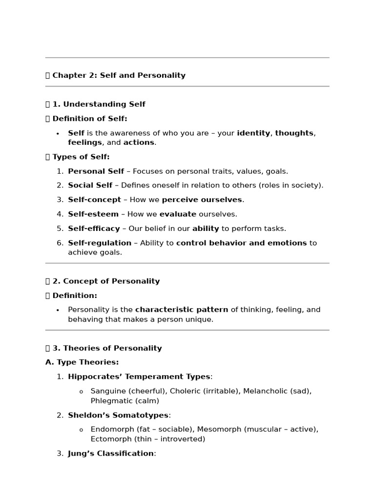 ? Chapter 2 Self and Personality | PDF | Extraversion And Introversion | Psychology