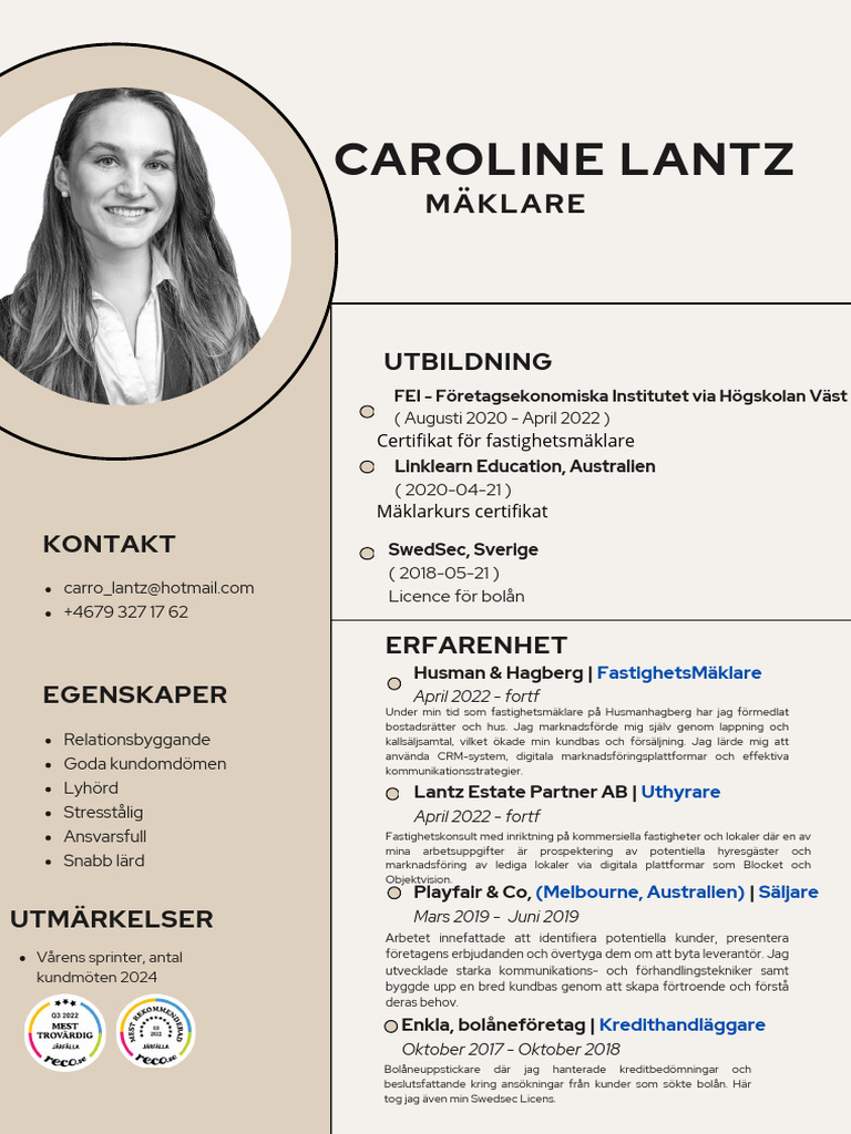 Caroline Lantz: Mäklare | PDF