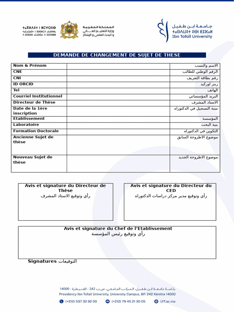 Changement Sujet de These | PDF