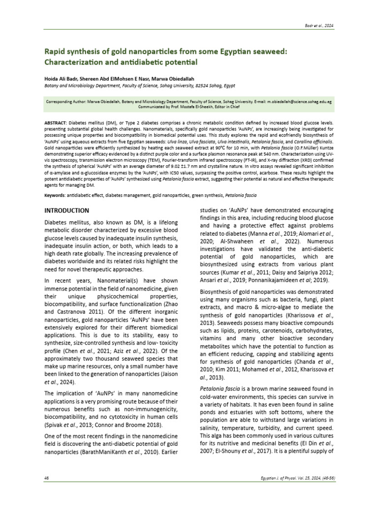 EGYJS - Volume 25 - Issue 1 - Pages 46-56 | PDF | Transmission Electron Microscopy | Surface ...