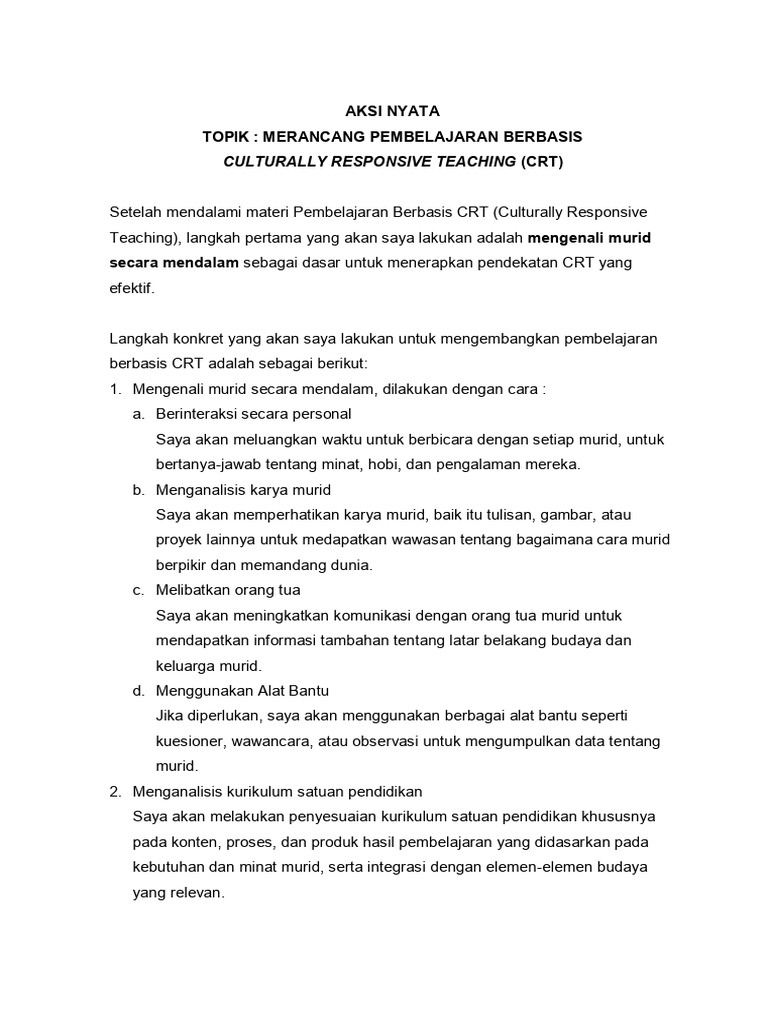 Aksi Nyata 5 Merancang Pembelajaran Berbasis CRT | PDF