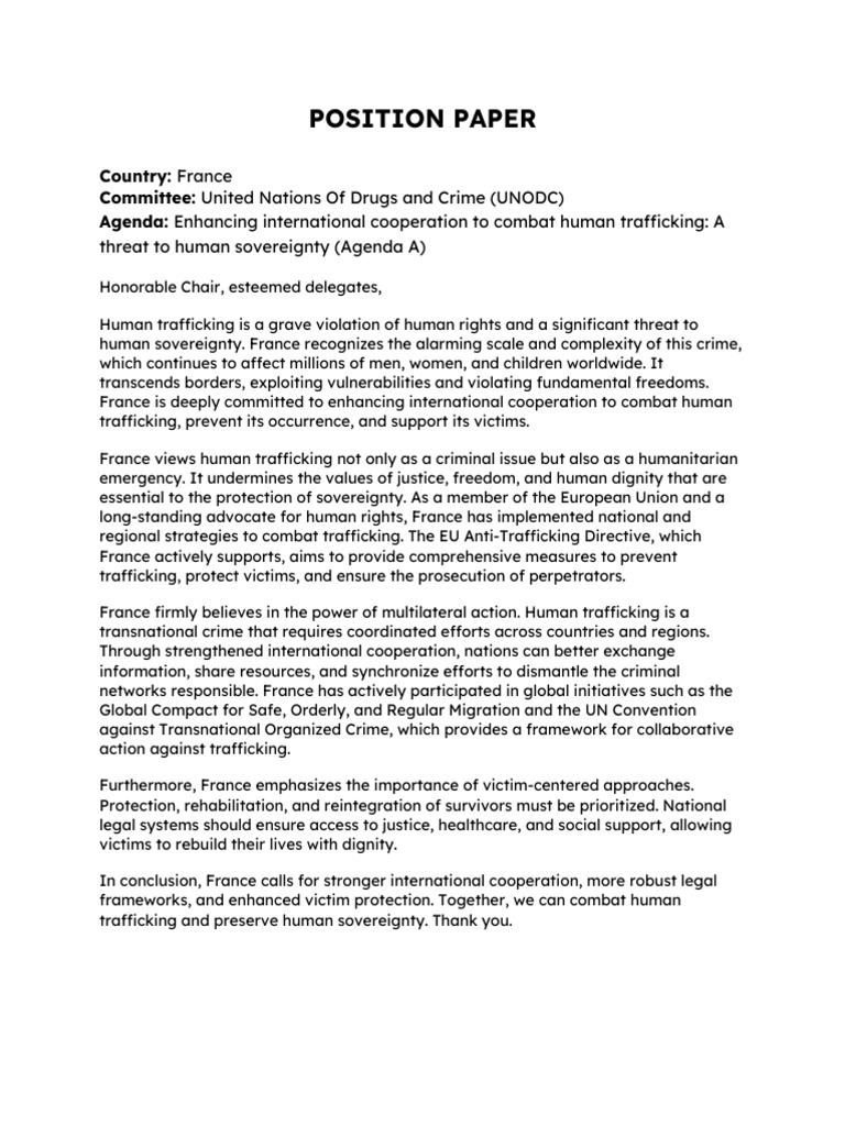 France's Position on Human Trafficking | PDF
