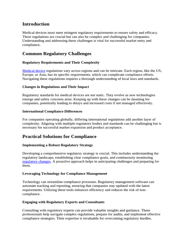Medical Device Regulatory Challenges & Solutions Expert Insights | PDF ...