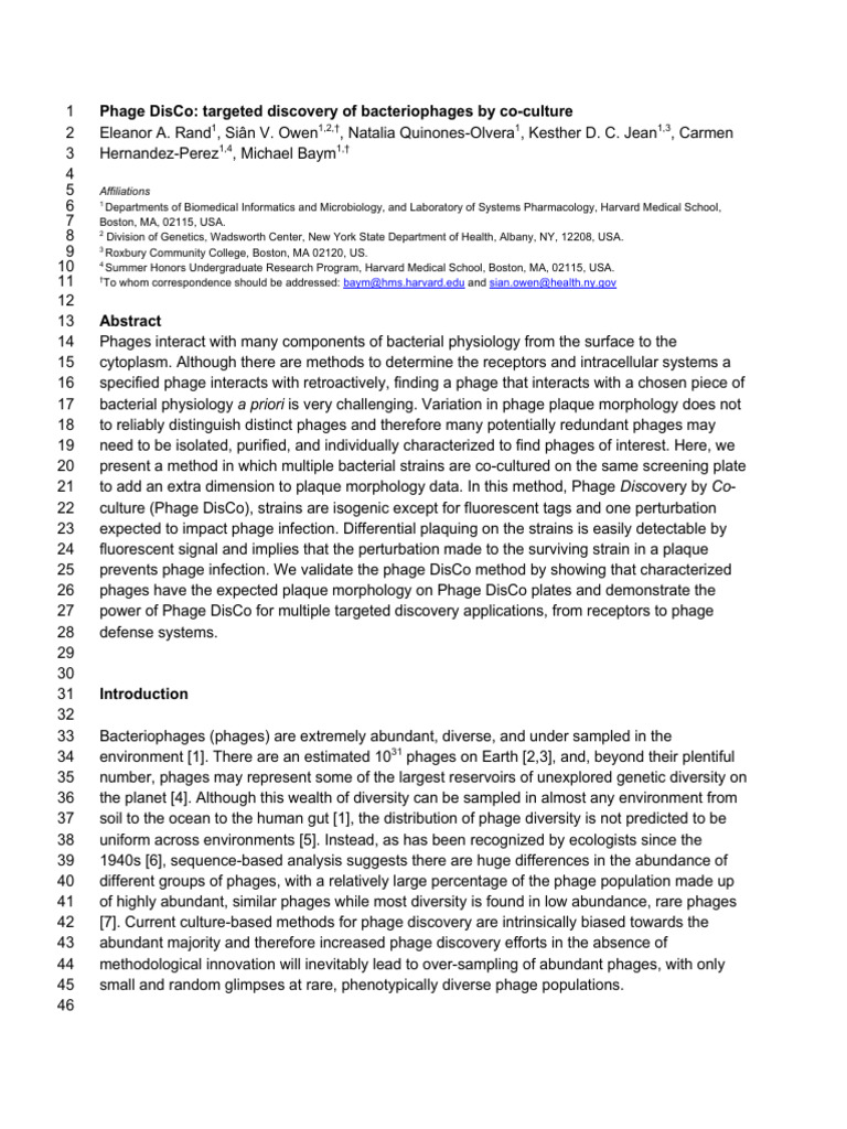 Phage DisCo Targeted Discovery of Bacteriophages B | PDF | Bacteriophage | Infection