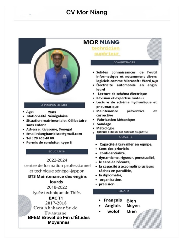 CV Mor Niang | PDF