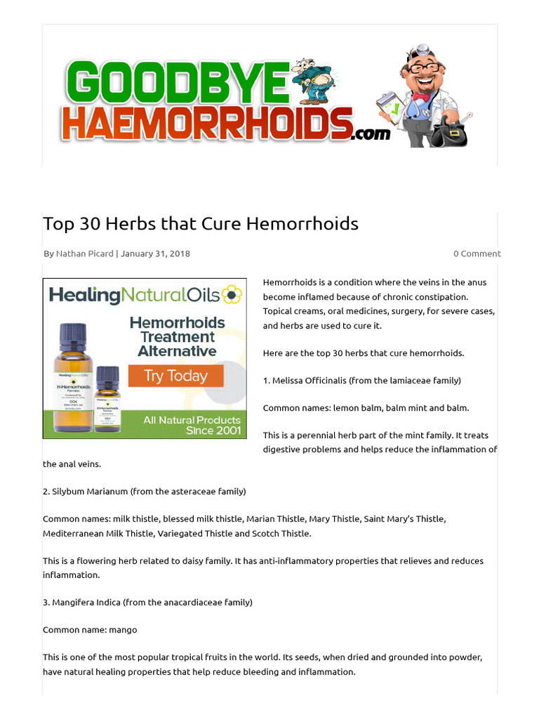Top 30 Herbs that Cure Hemorrhoids – Treatments For Internal & External ...