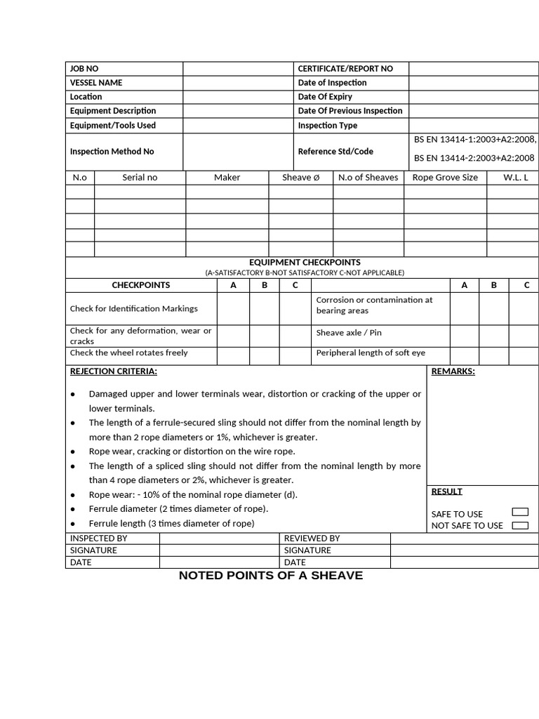 Noted Points of Sheave | PDF | Rope | Manufactured Goods