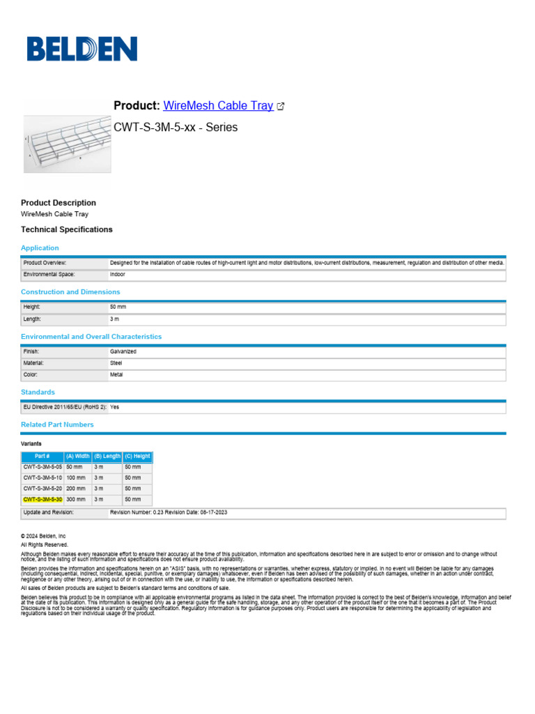 WireMeshCableTray Techdata | PDF | Information | Specification (Technical Standard)