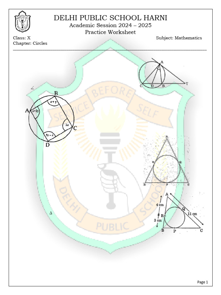 Class X Circles 2024 25 | PDF | Circle | Pi