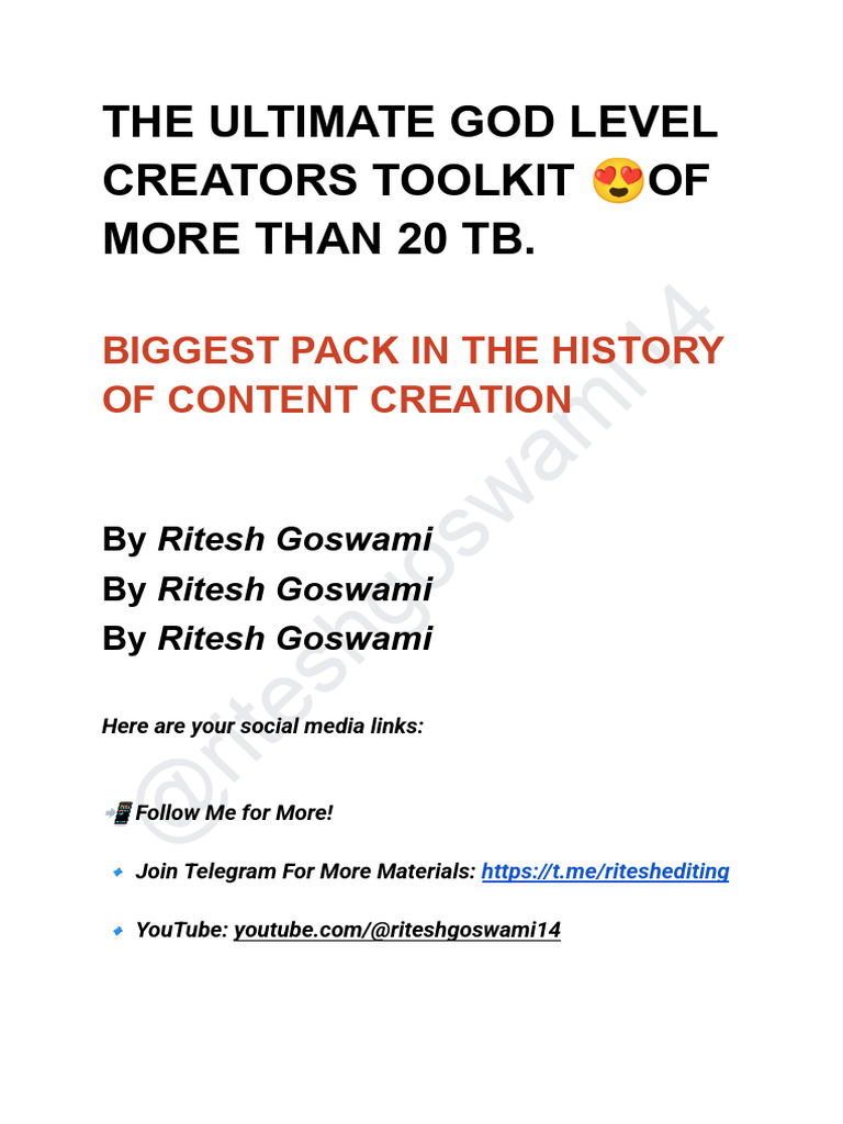 The Ultimate God Level Creators Toolkit ?of More Than 20 TB | PDF | Adobe Photoshop