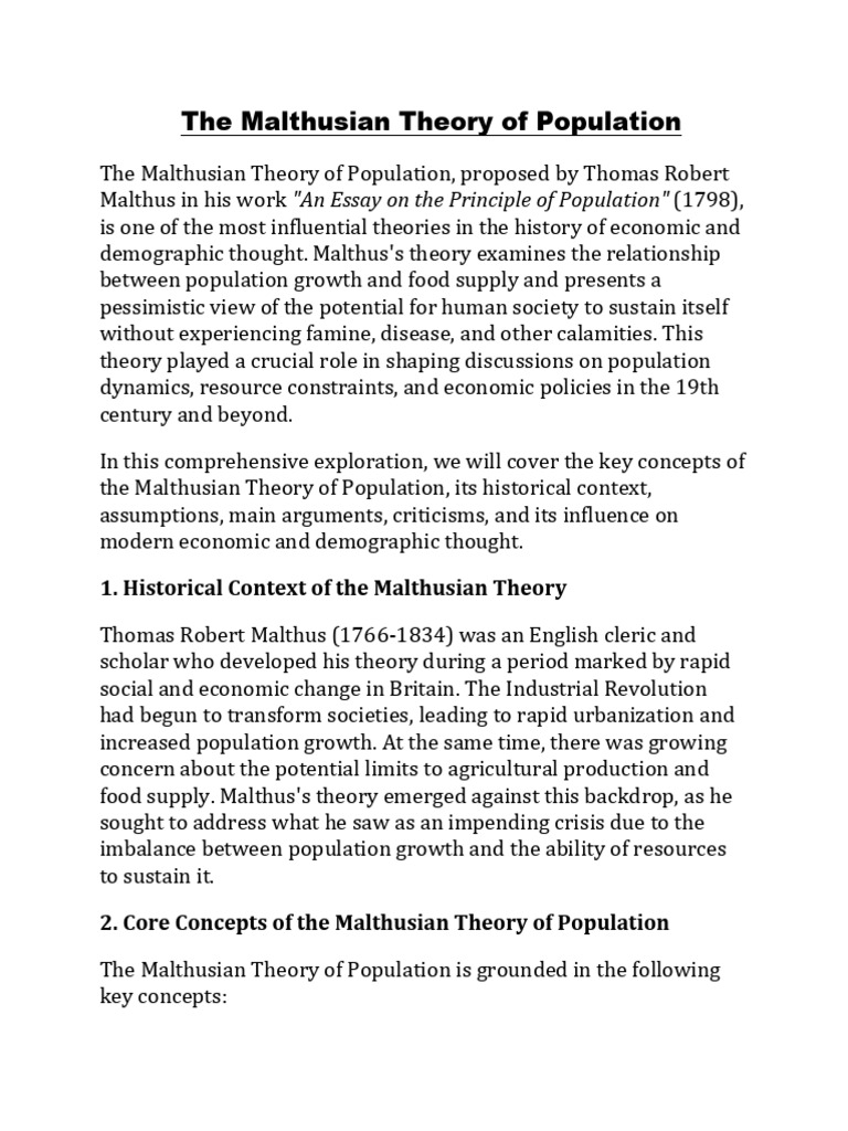 Malthusian Theory of Population Explained | PDF | Economies ...