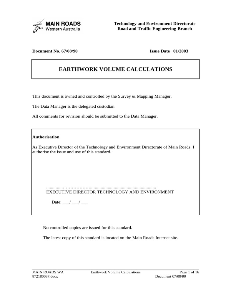 Earthwork Volume Calculation Standards | PDF | Volume | Area