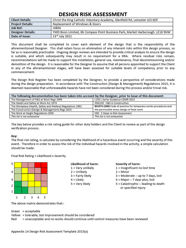 J4804 Design Risk Assessment | PDF | Risk | Risk Assessment