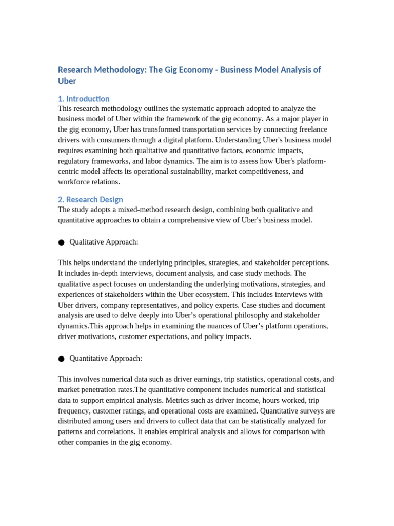 Uber Business Model in the Gig Economy | PDF | Statistics ...