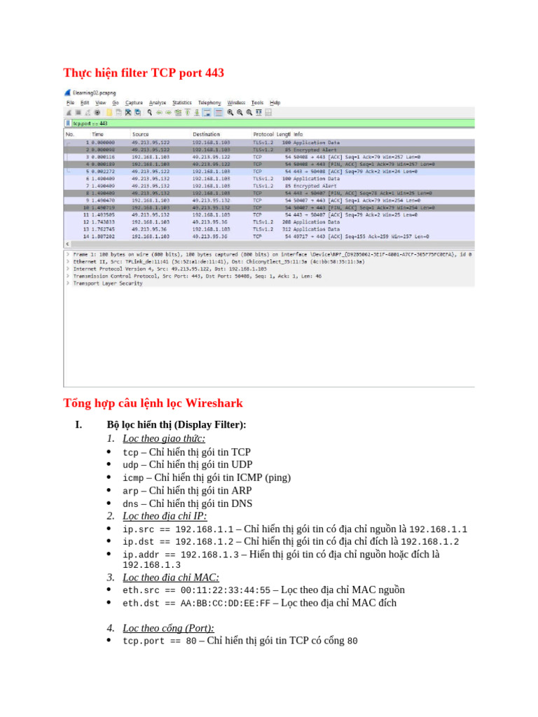 Thực Hiện Filter TCP Port 443 | PDF