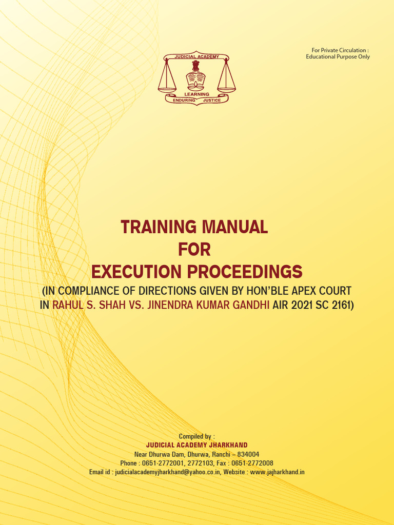 Training Manual For Execution | PDF | Lawsuit | Judgment (Law)