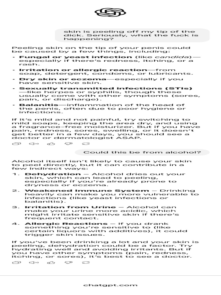 Peeling Skin On Penis | PDF