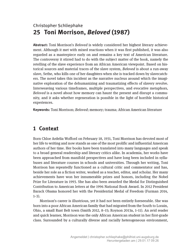 Beloved - Context - Theoretical Perspectives | PDF