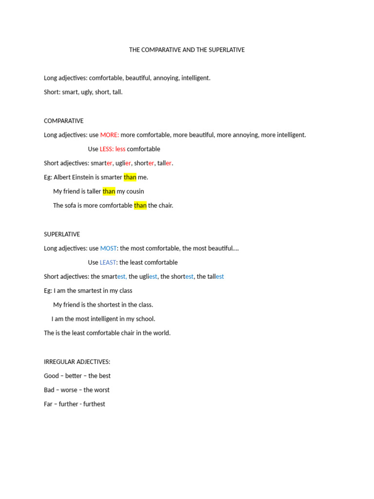 The Comparative and The Superlative | PDF