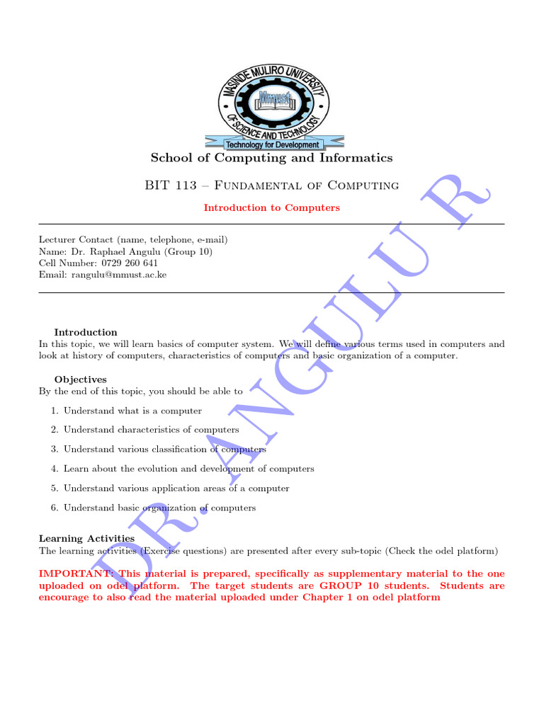 Chapter 1 Introduction To Computers | PDF | Computer Data Storage | Integrated Circuit