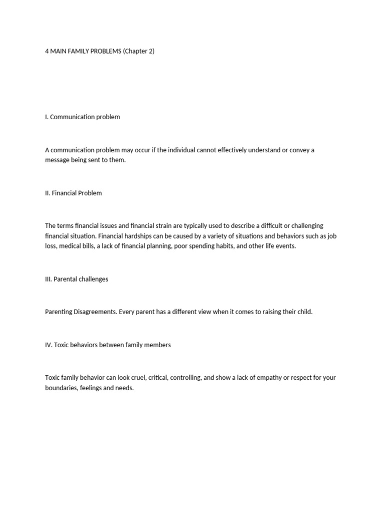 Top 4 Family Issues Explained | PDF