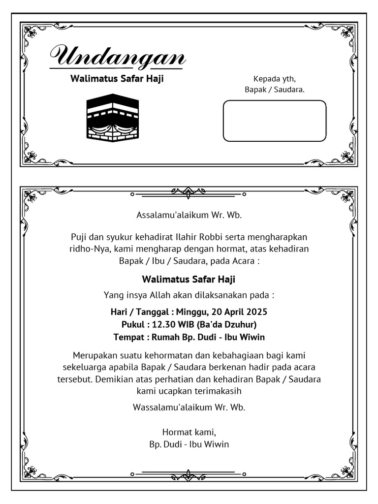 Putih Hitam Minimalis Klasik Undangan Yasin Dan Tahlil - 20250411 ...