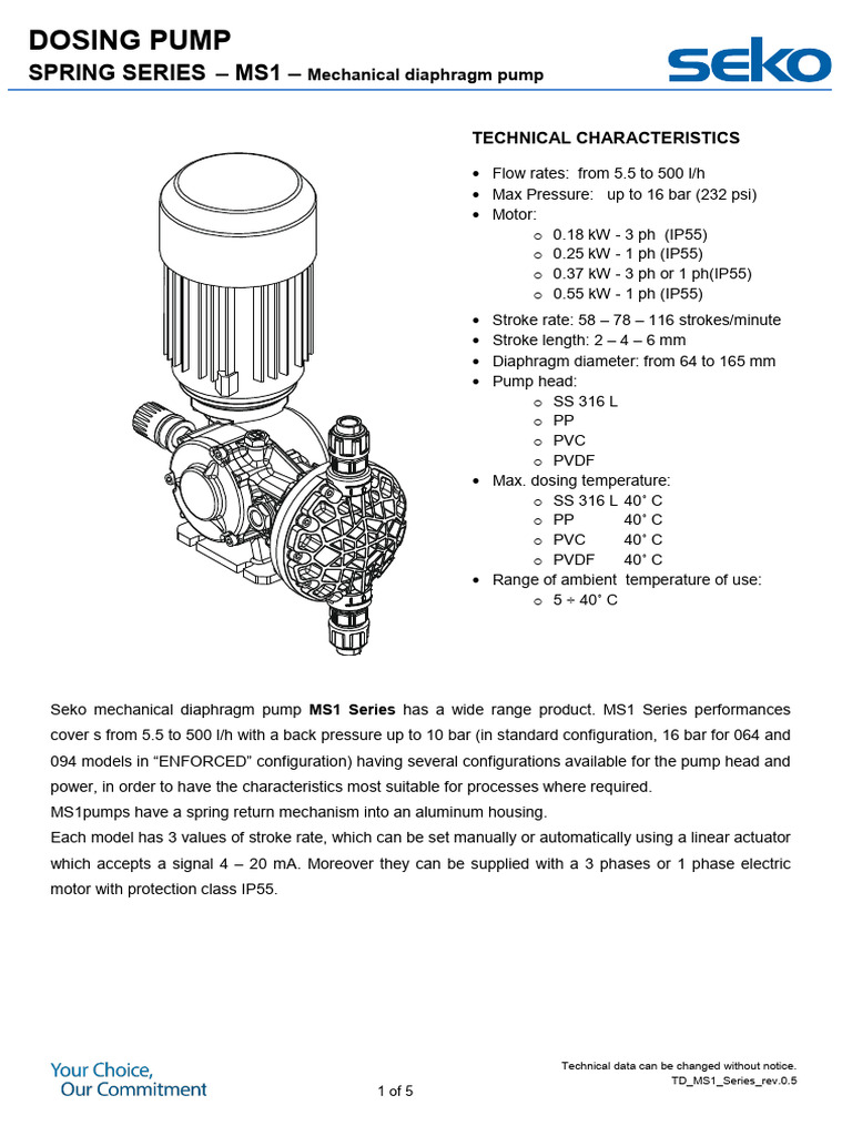 Datasheet_Electromecanicas%20SEKO%20Spring_MS1_rev%200.5 | PDF | Pump | Actuator