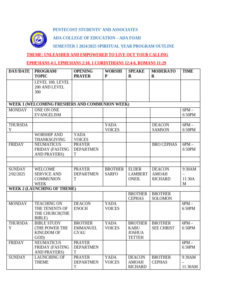 PENSA PROPOSED PROGRAM OUTLINE | PDF | Eucharist | Prayer