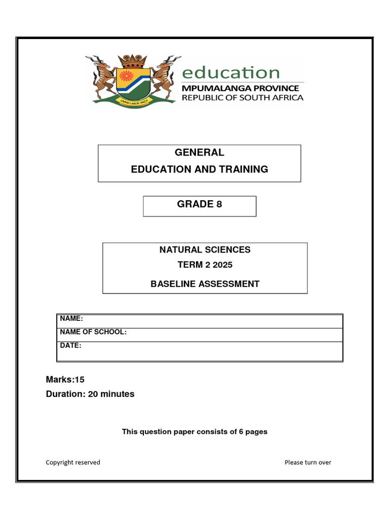 Grade 8 Natural Science Term 2 Exam 2025 | PDF | Chemical Substances ...