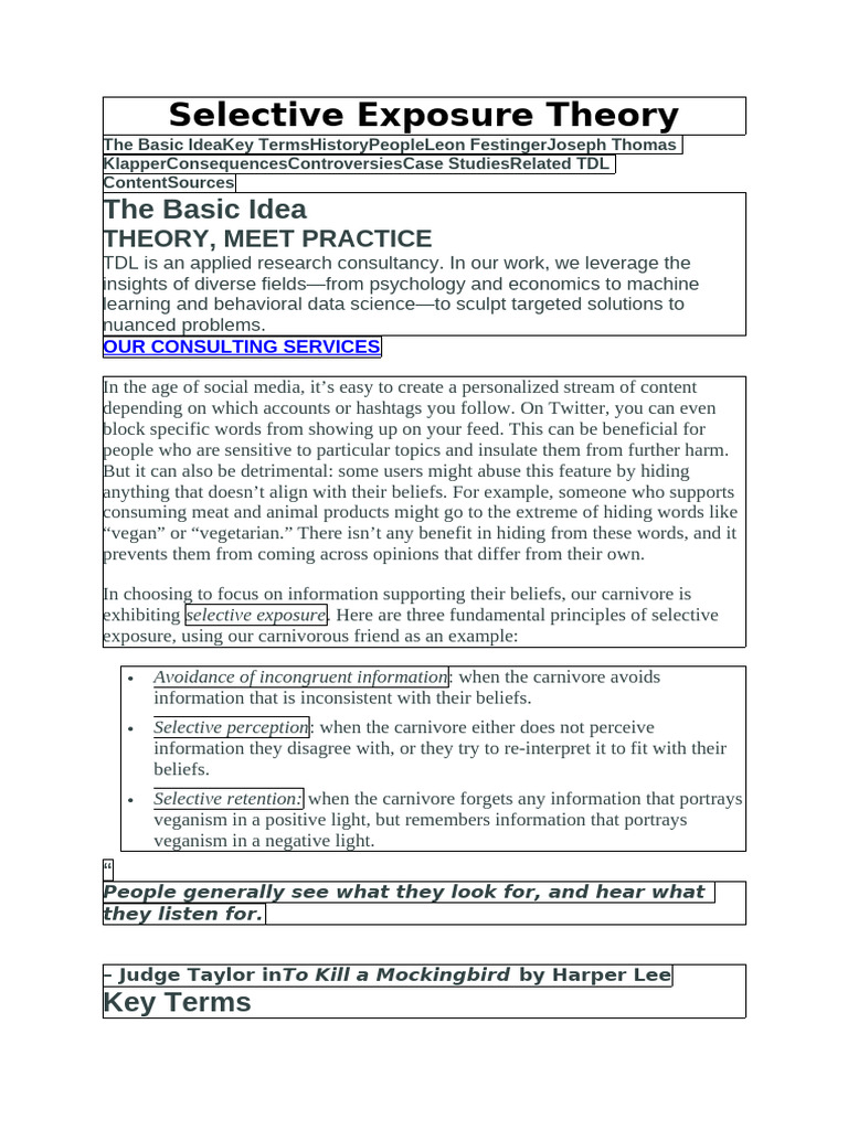 Understanding Selective Exposure Theory | PDF | Psychology ...