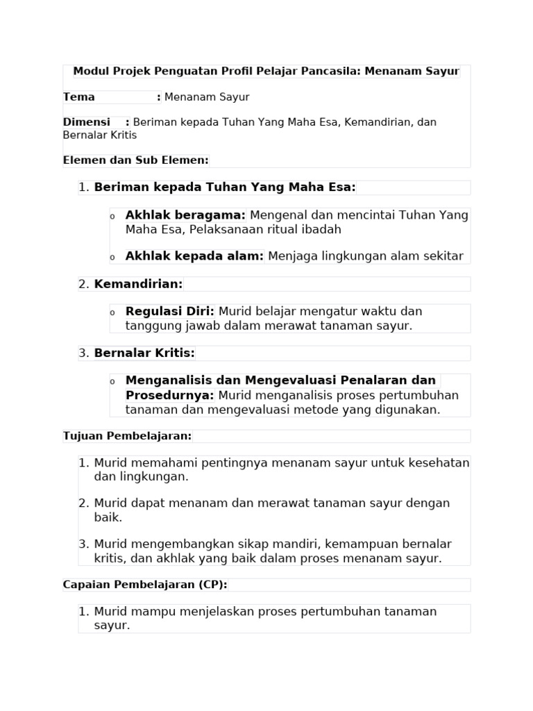 Modul Projek Penguatan Profil Pelajar Pancasila | PDF