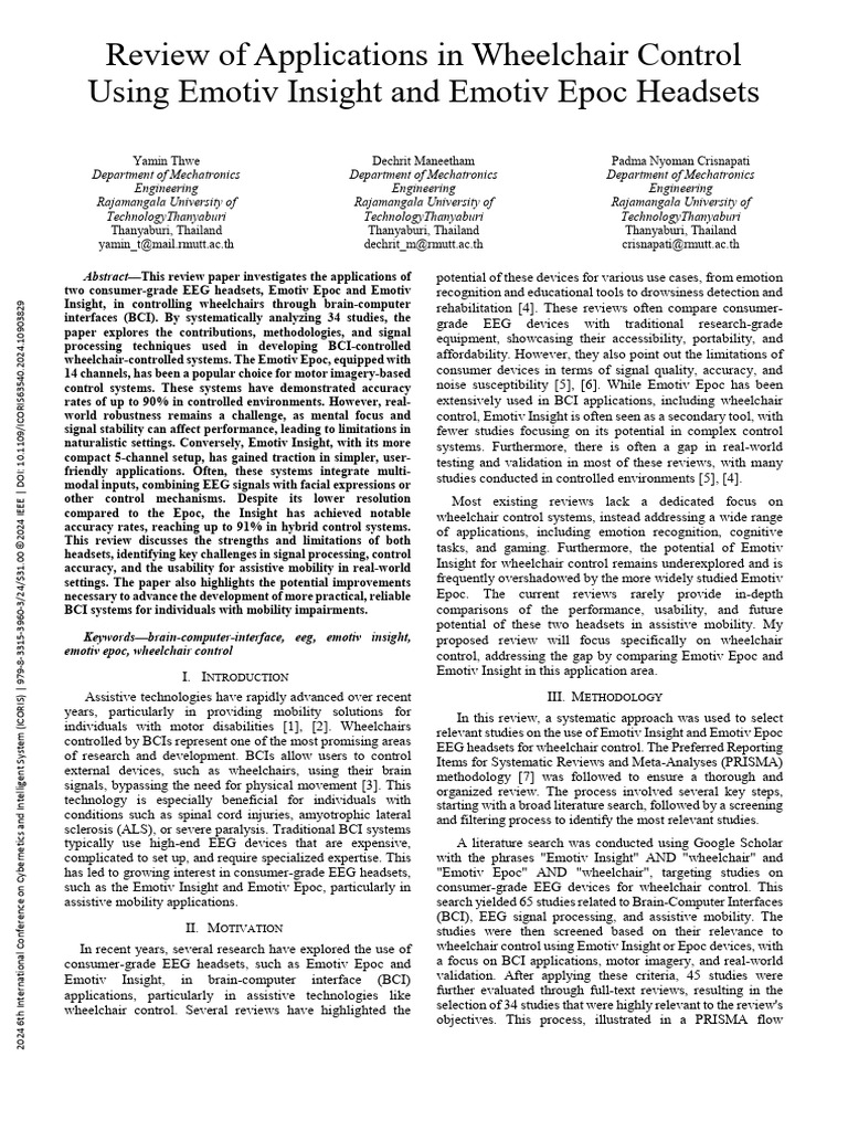 Emotiv Headsets for Wheelchair Control | PDF | Electroencephalography