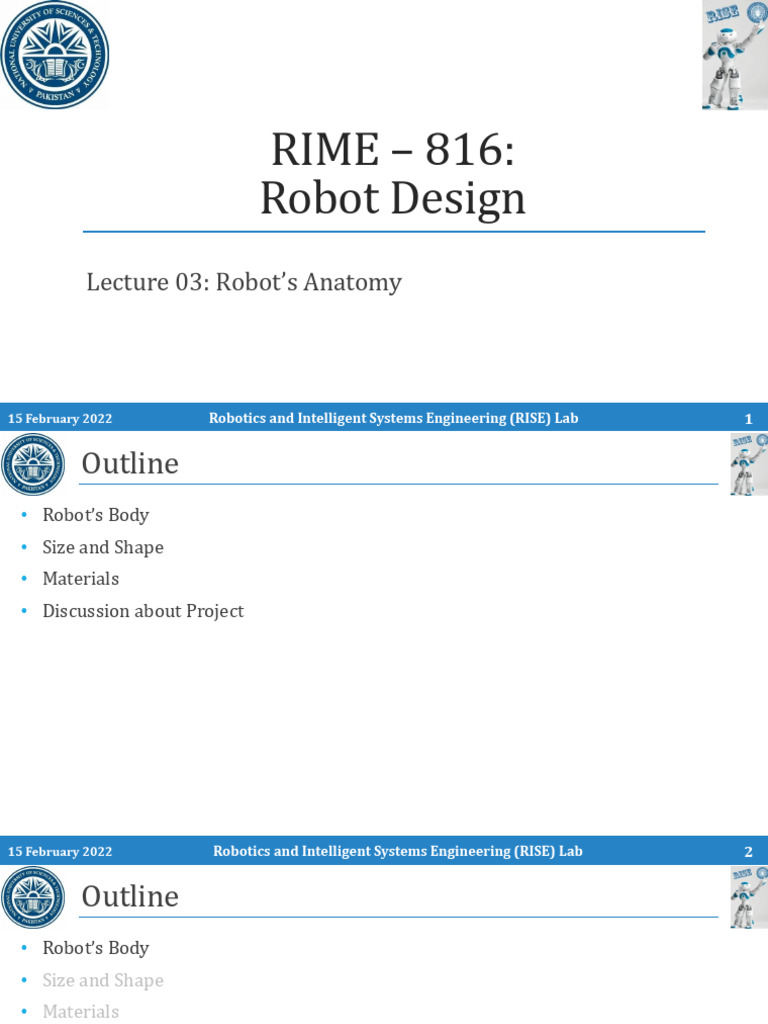 Robot Design - Lec 03 - Robot's Anatomy | PDF | Robot | Robotics