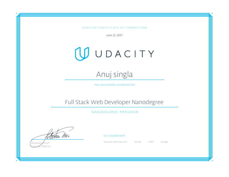 Udacity Certificate(Fullstack) | PDF